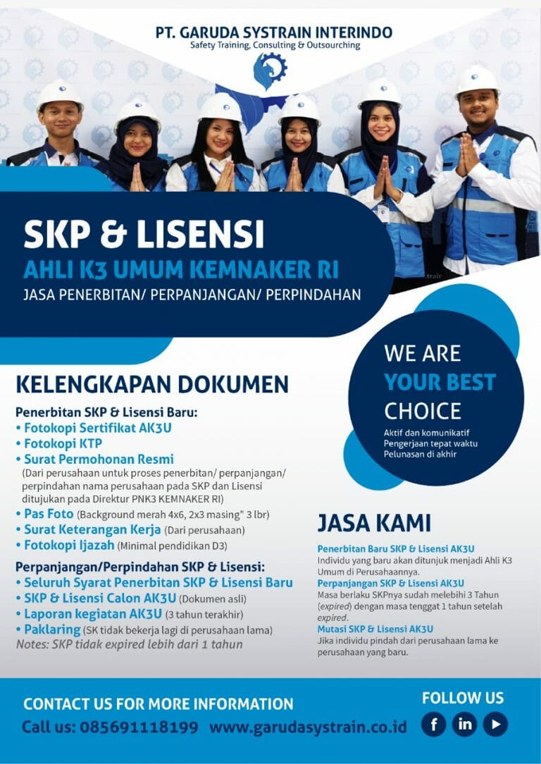 Pengurusan SKP & Lisensi Ahli K3 Umum KEMNAKER RI - Garuda Systrain ... Pengurusan SKP & Lisensi Ahli K3 Umum KEMNAKER RI - Garuda Systrain ...